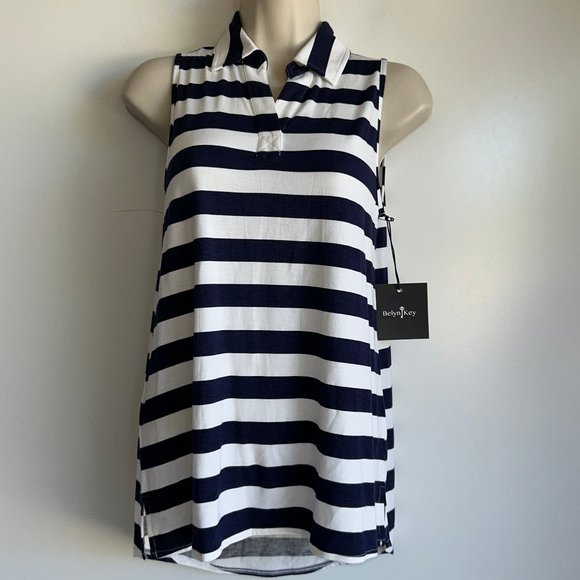 Belyn Key | Tops | Nwt Belyn Key Navy White Cutaway Sleeveless Balmoral ...